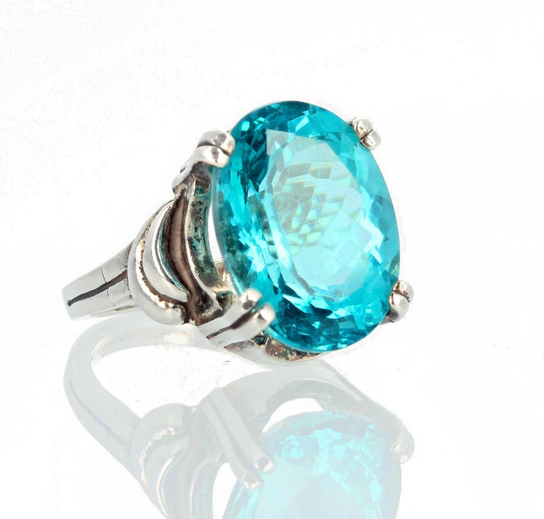 8.8 Carat Natural Blue Apatite Sterling Silver Ring at 1stDibs