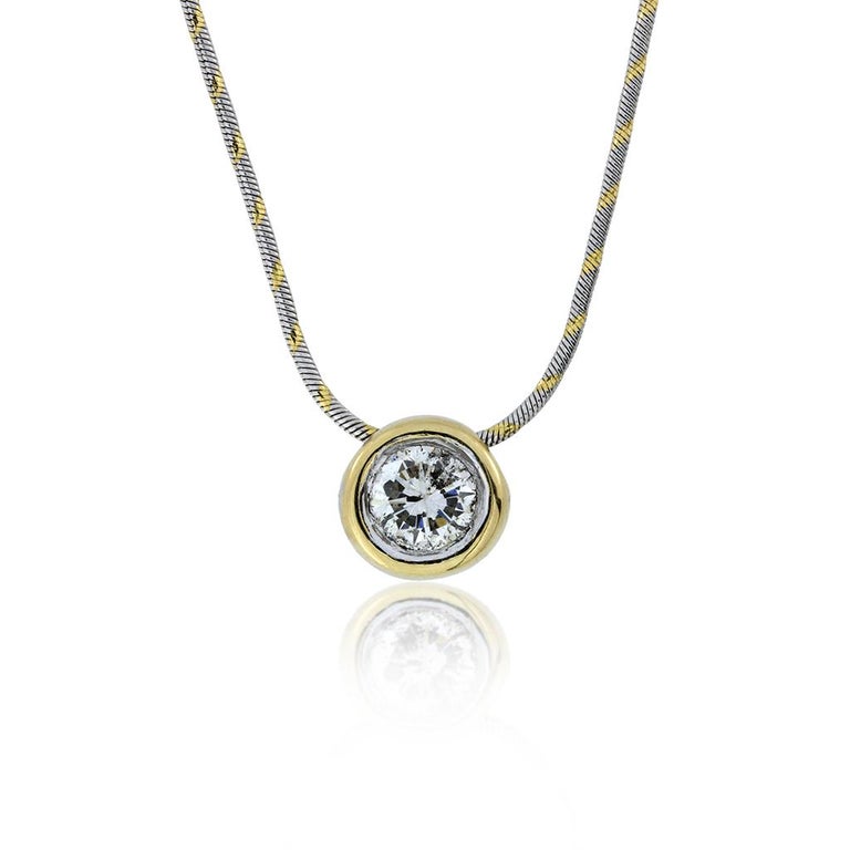 .88 Carat Natural Diamond Pendant with 14K Snake Necklace For Sale at ...
