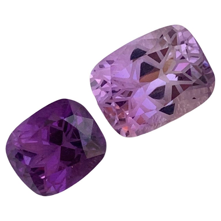 8.80 Carat Together Natural Loose Amethyst Gemstone Cushion Cut Ring ...