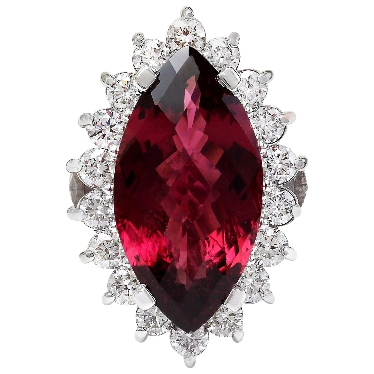 10.16 Carat Natural Tourmaline 18 Karat Solid White Gold Diamond Ring ...