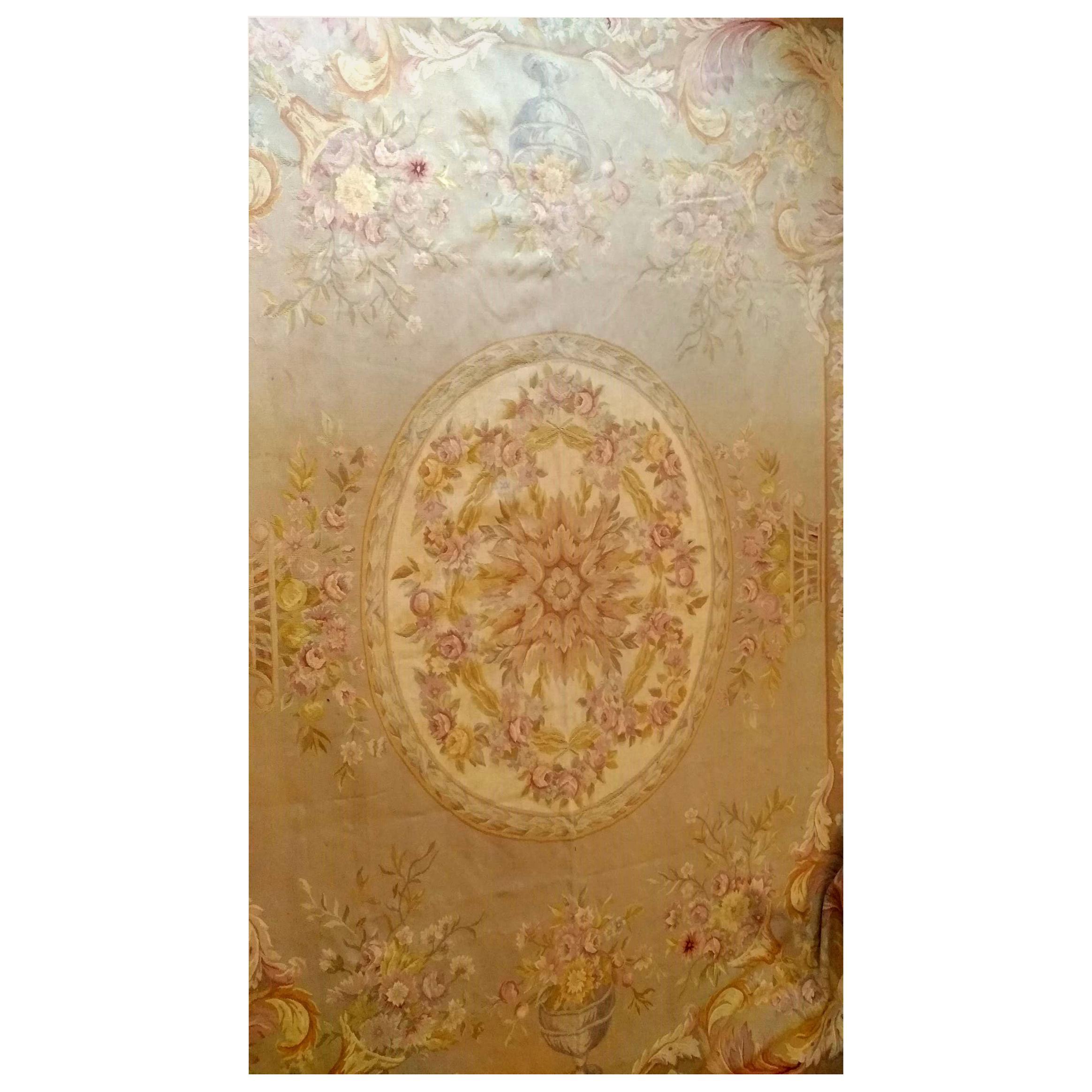 Contemporary Louis XV Style Aubusson in Ivory, Rose, Blue and Grey For ...