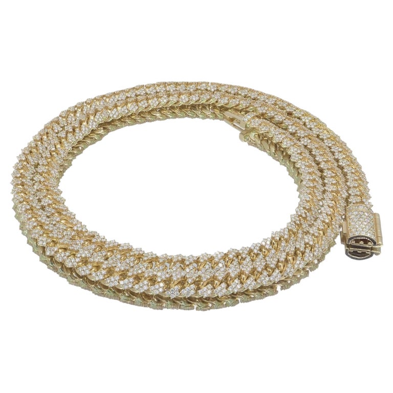 8MM Diamond Solid Gold MIAMI CUBAN Prong Set Necklace in 18kt Yellow ...