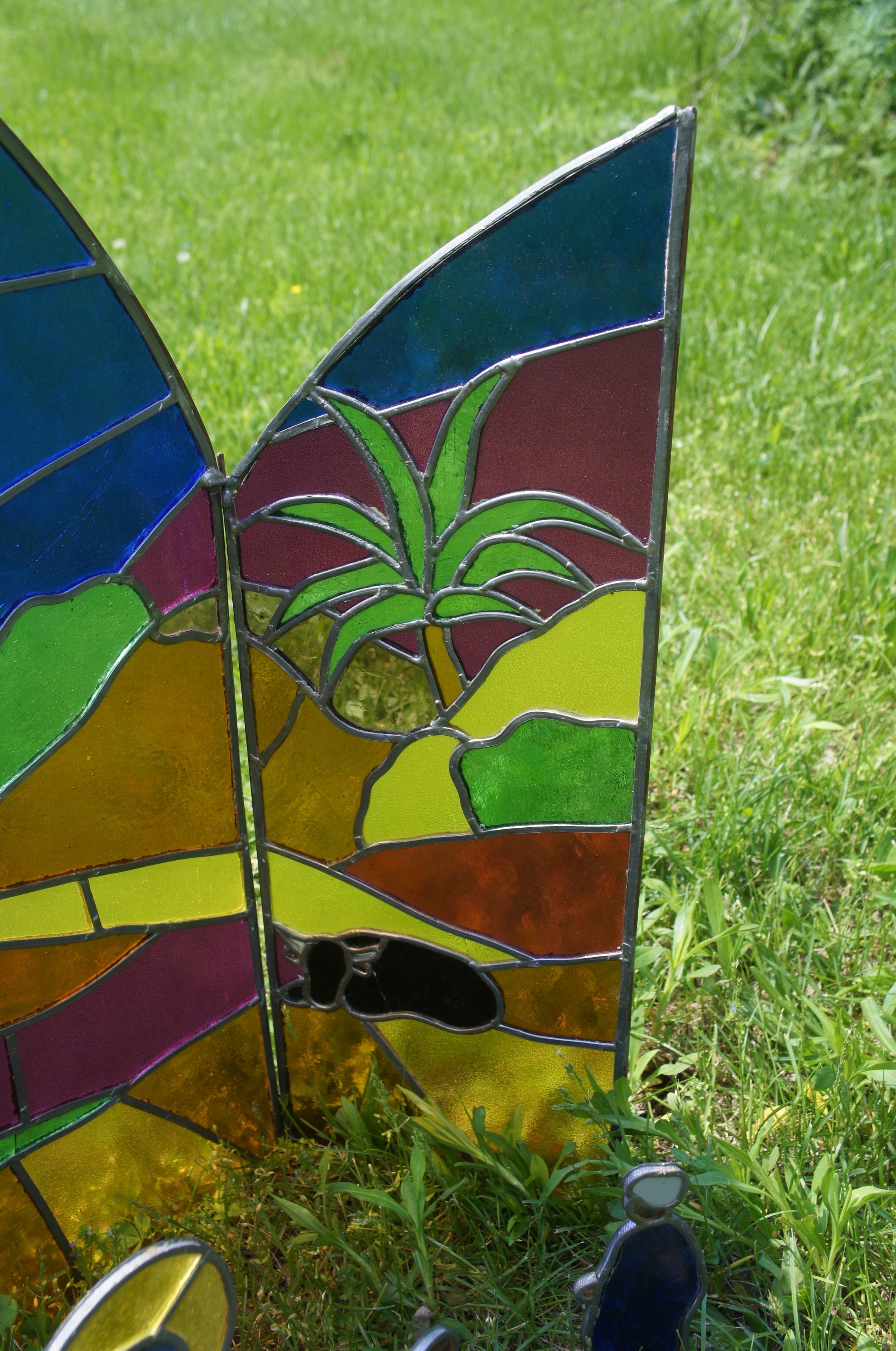 8pc Vintage Stained Glass Nativity Christmas Fireplace Sceen Jesus For ...