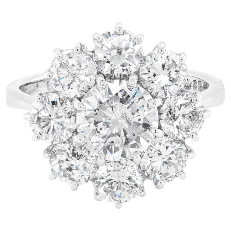 18 Carat White Gold Large Diamond Cluster Engagement Ring, England ...