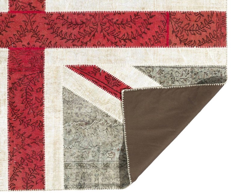 8x10 Ft Union Jack Design Patchwork Rug Made from Over-Dyed Vintage ...