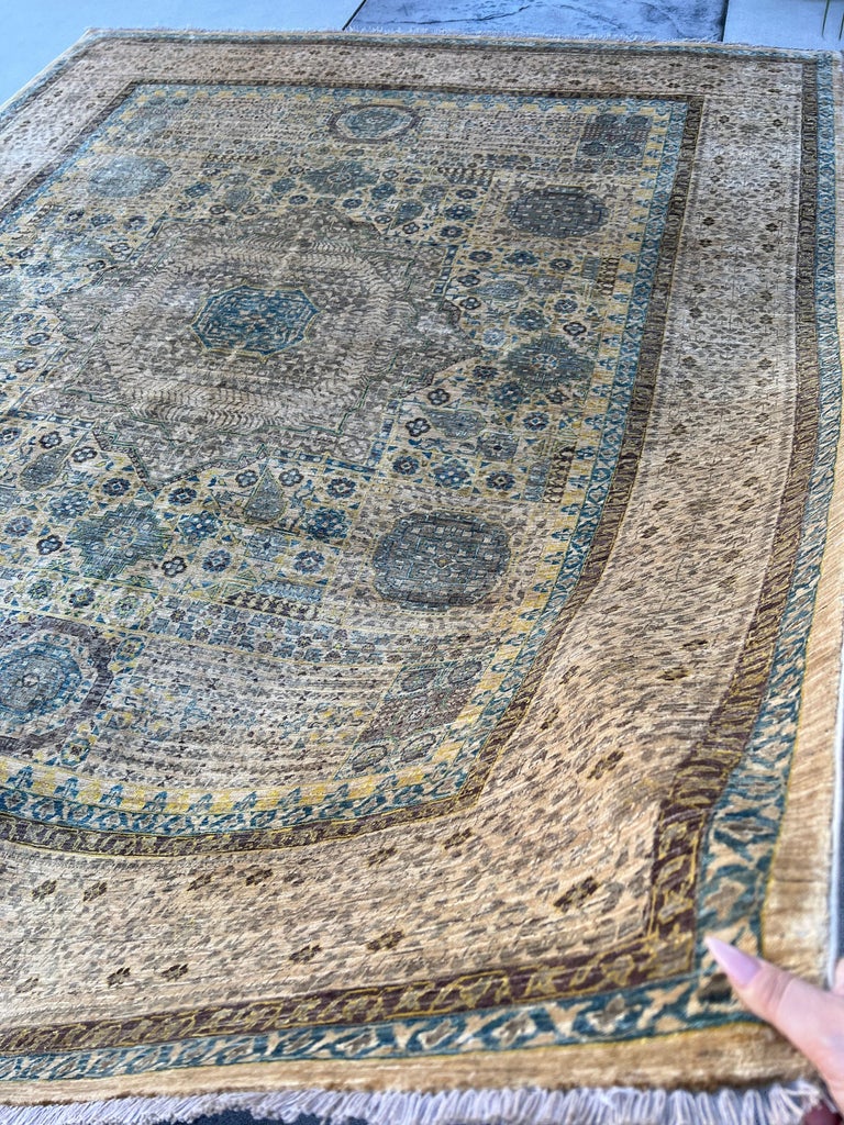 8x10 Hand-Knotted Mamluk Afghan Rug Premium Hand-Spun Afghan Wool Fair ...
