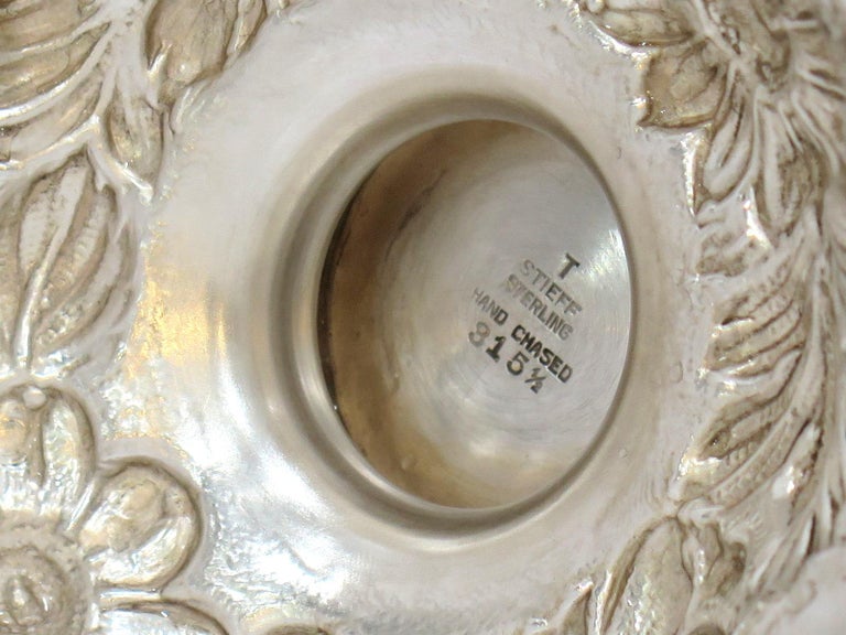 9 7/8 in - Sterling Silver Stieff Vintage Hand Chased Floral Repousse ...