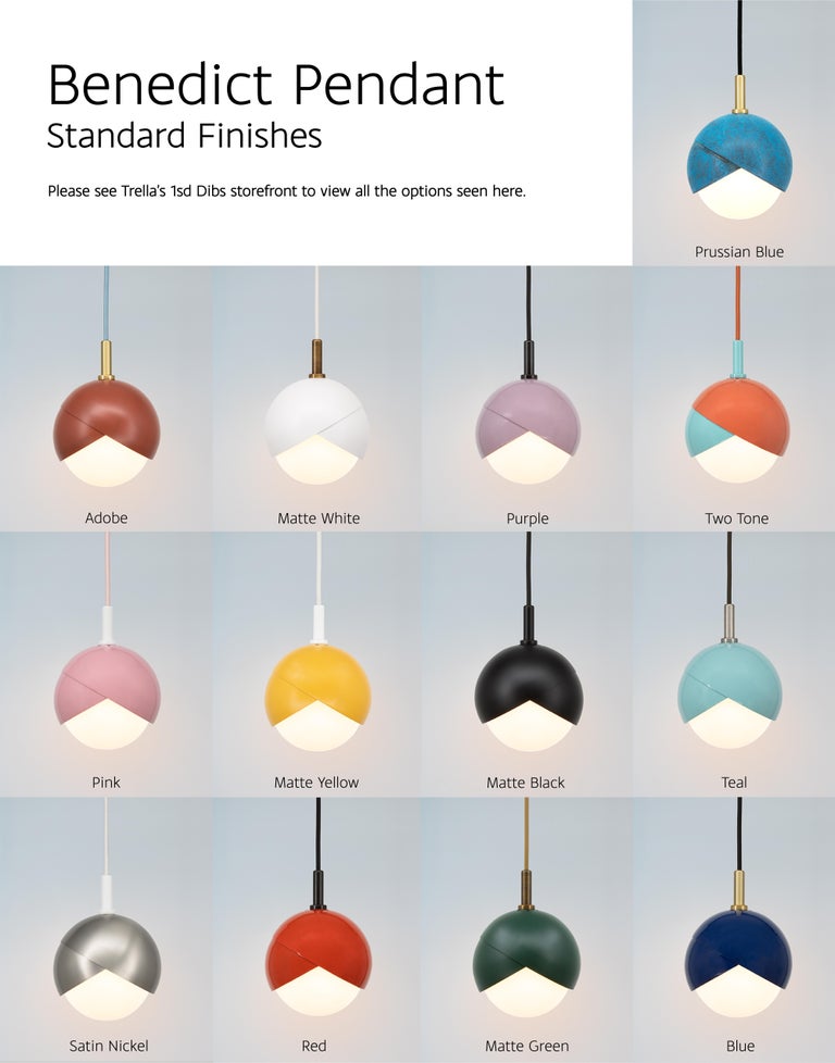 Benedict Pendant Light in Green Powder Coat, Brown Patina, 9in diameter ...