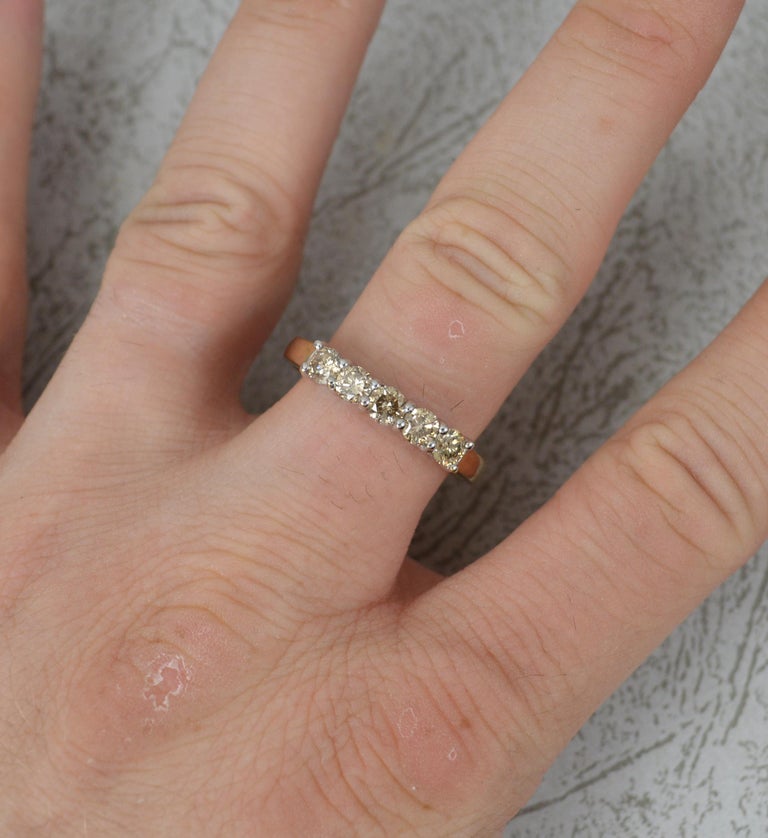 9 Carat Gold and Five 0.85ct Champagne Diamond Stack Band Ring For Sale ...