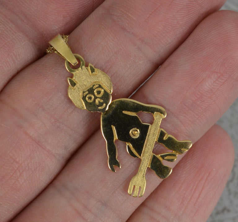 9 Carat Gold Little Devil Pendant and Chain with Swivel Head For Sale ...