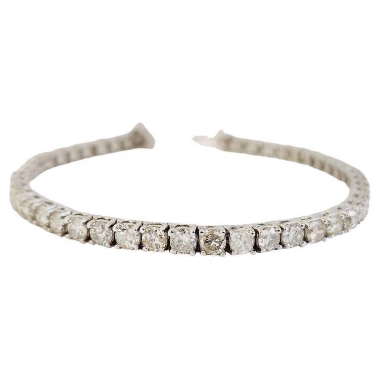 9 Carat Round Brilliant Natural Diamond Tennis Bracelet 14 Karat White Gold For Sale at 1stDibs