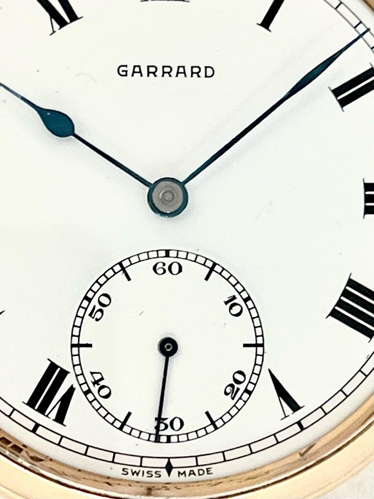 9 Carat Solid Gold Open Faced Pocket Watch by Garrard For Sale at 1stDibs