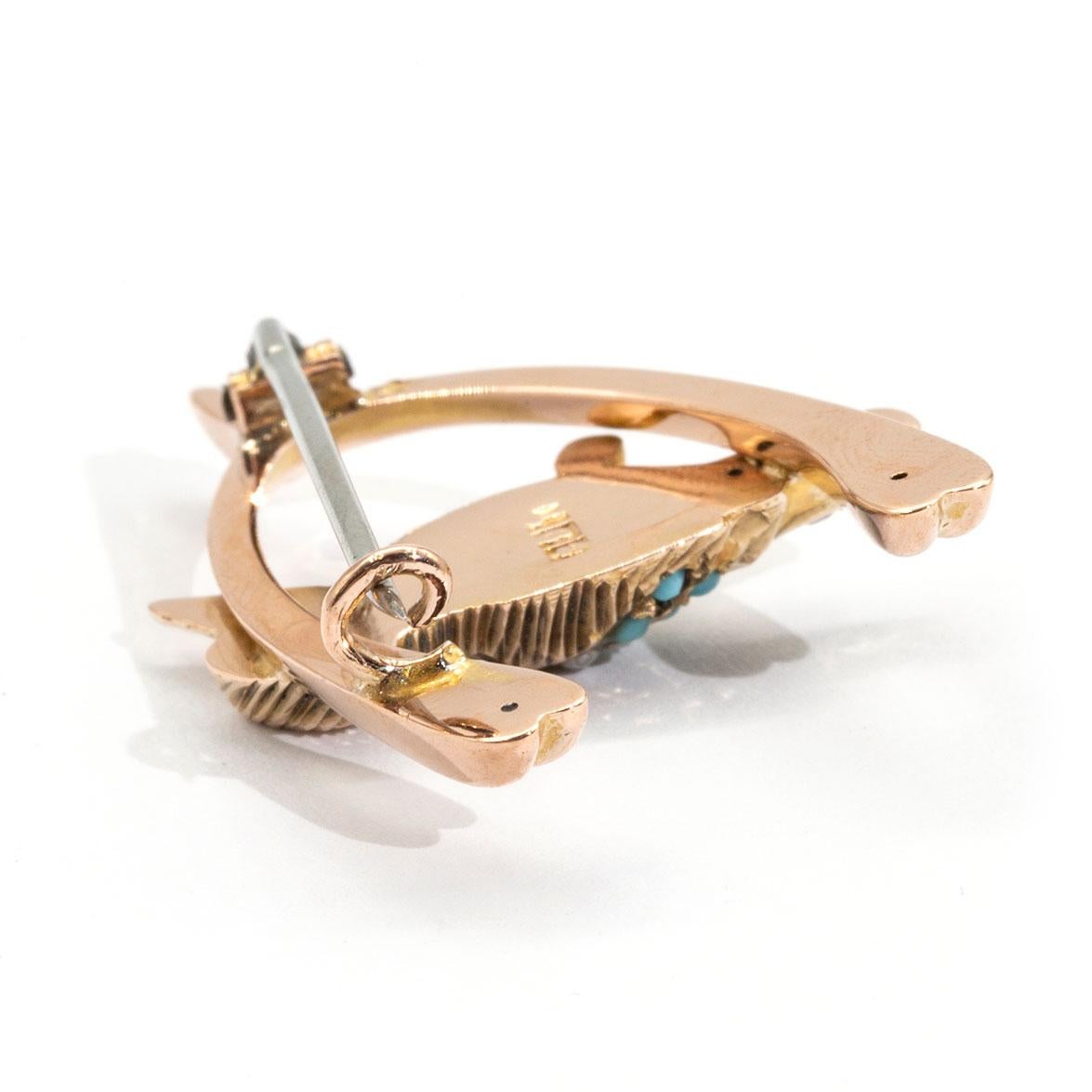 9 Carat Yellow and Rose Gold Turquoise and Pearl Kookaburra Victorian ...