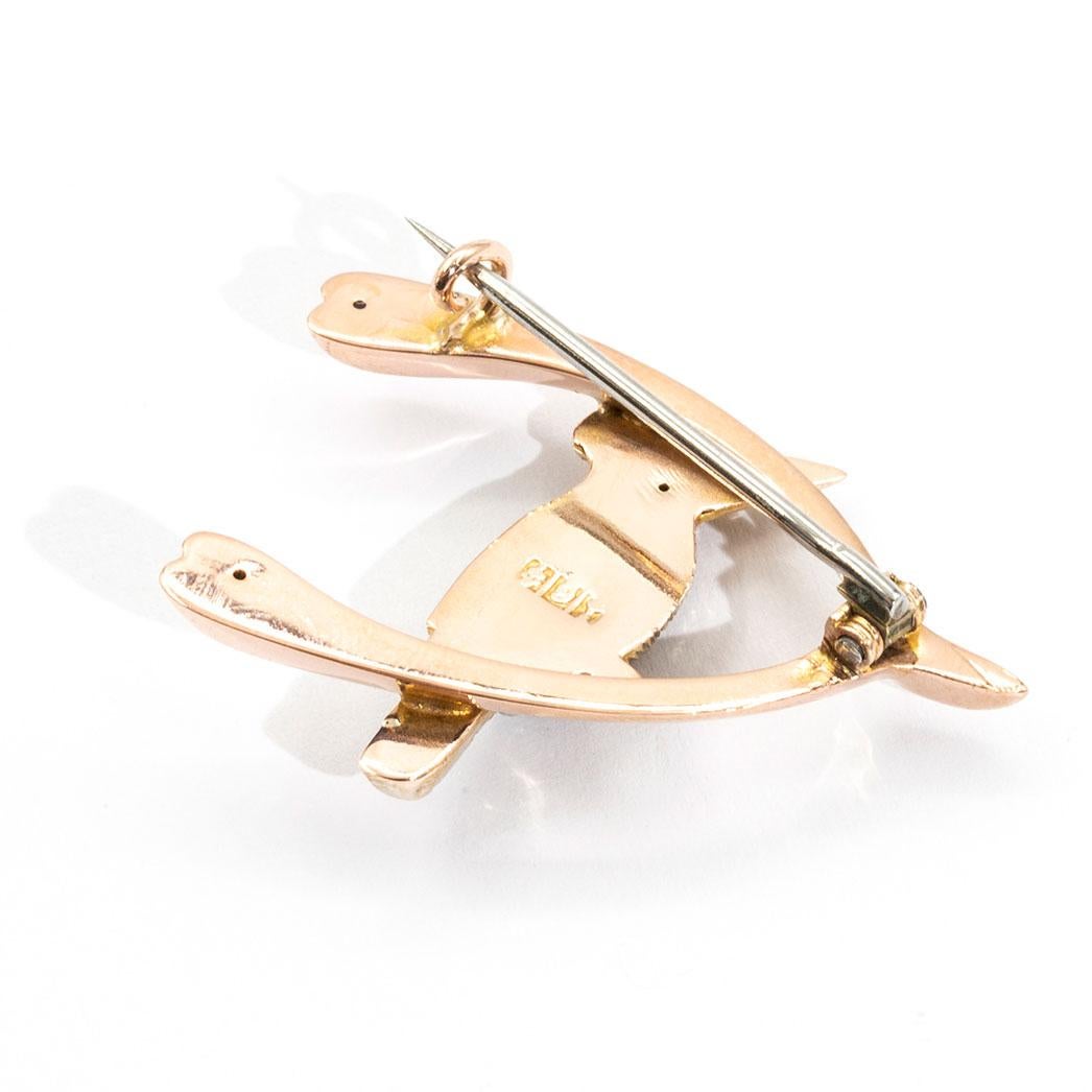 9 Carat Yellow and Rose Gold Turquoise and Pearl Kookaburra Victorian ...