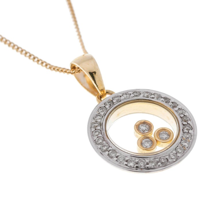 9 Carat Yellow and White Gold Floating Diamond Pendant at 1stDibs ...