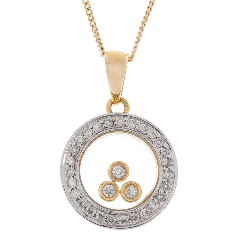 9 Carat Yellow and White Gold Floating Diamond Pendant at 1stDibs ...