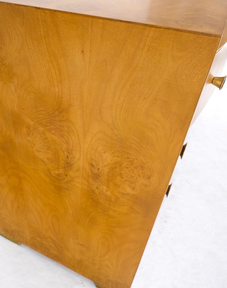 9 Drawers Art Deco Mid-Century Modern Burl Wood Bow Front Dresser Brass ...