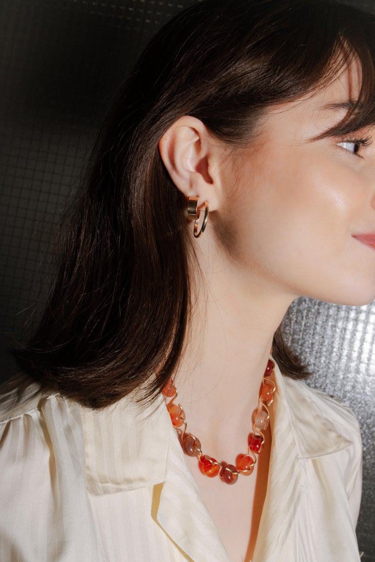 9 Karat Gold Cuff Hoop Earrings For Sale at 1stDibs