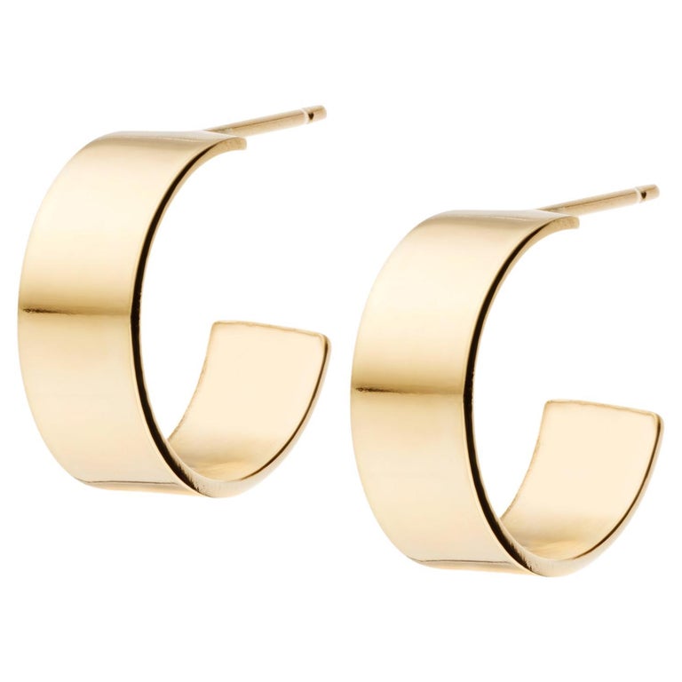 9 Karat Gold Cuff Hoop Earrings For Sale at 1stDibs