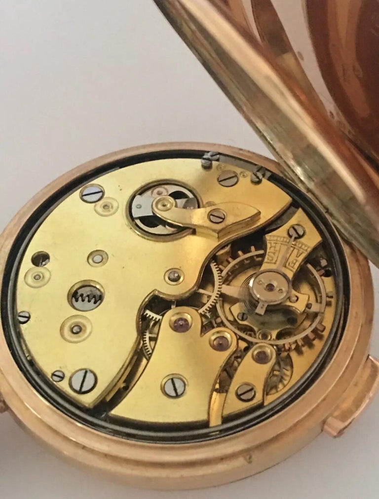 9 Karat Gold Full Hunter Quarter Repeater Pocket Watch Signed the ...