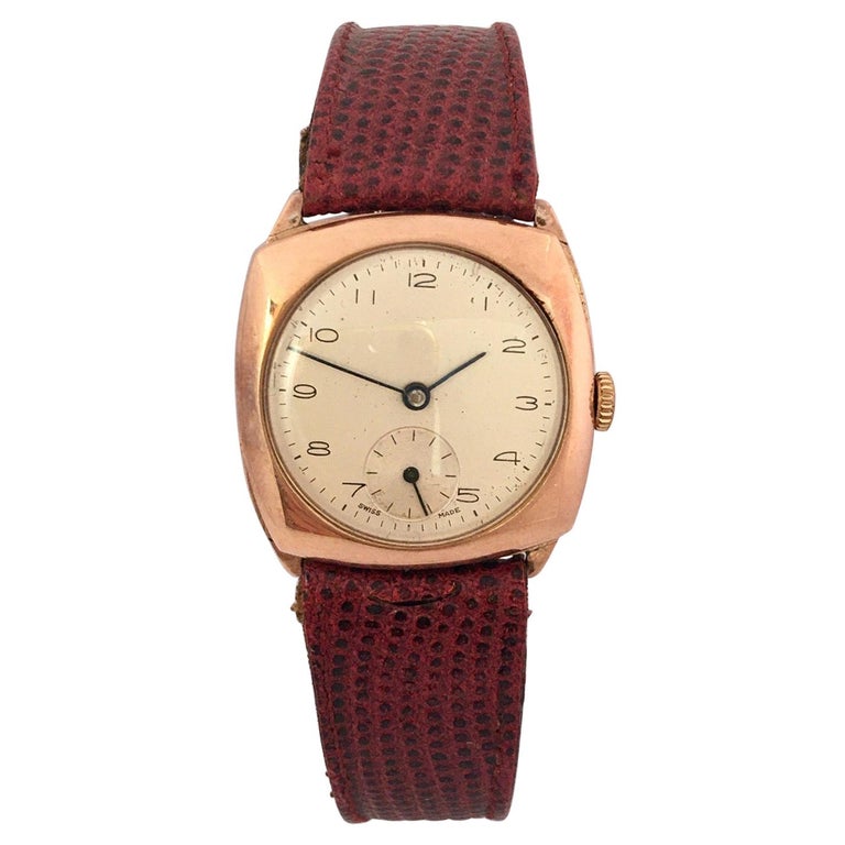 Montre mécanique vintage en or 9 carats en forme de coussin, années ...