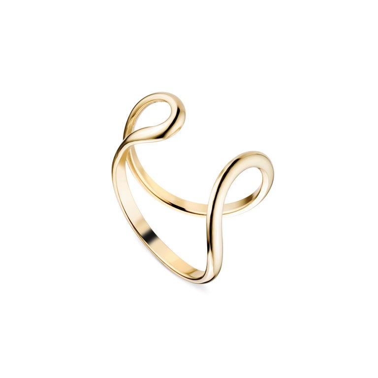 Customizable 9 Karat Modern Statement Wave Ring For Sale at 1stDibs
