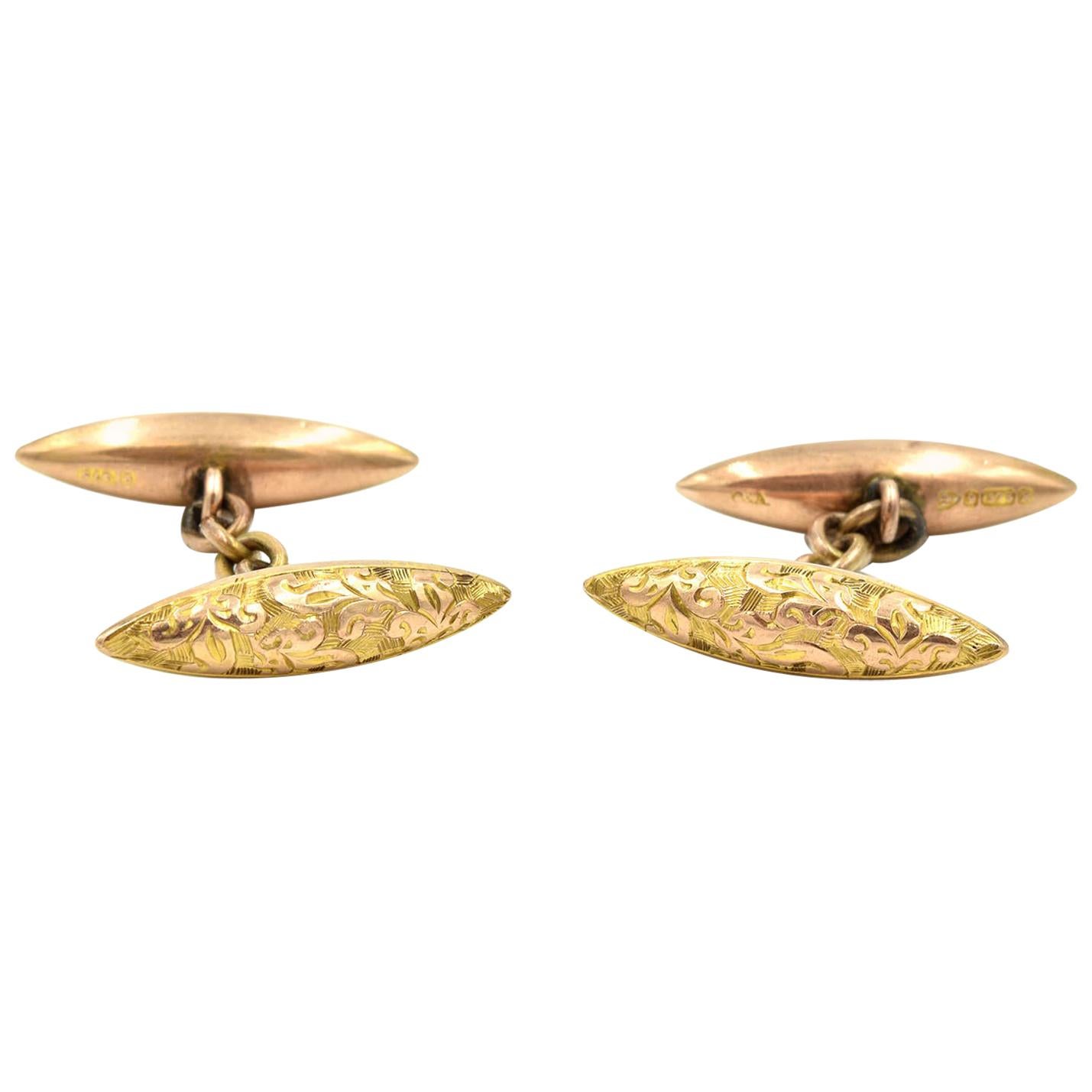 9 Karat Yellow Gold Antique Chain Link Cufflinks with Original Box at ...