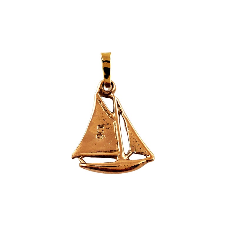 9 Karat Yellow Gold Sail Boat Charm at 1stDibs