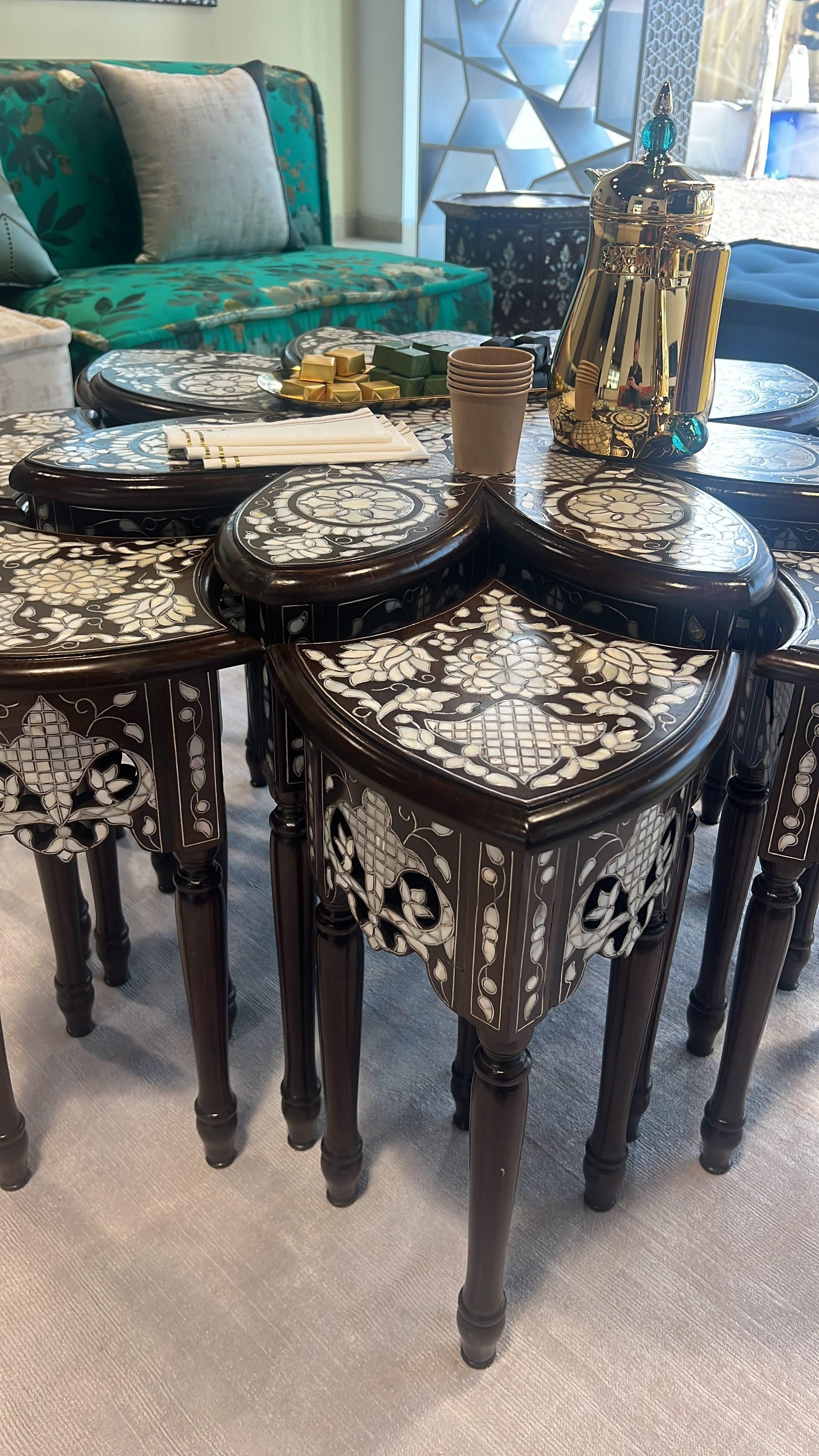 9-Piece Coffee Table Set, Syrian Mother-of-Pearl Inlay, Modular ...