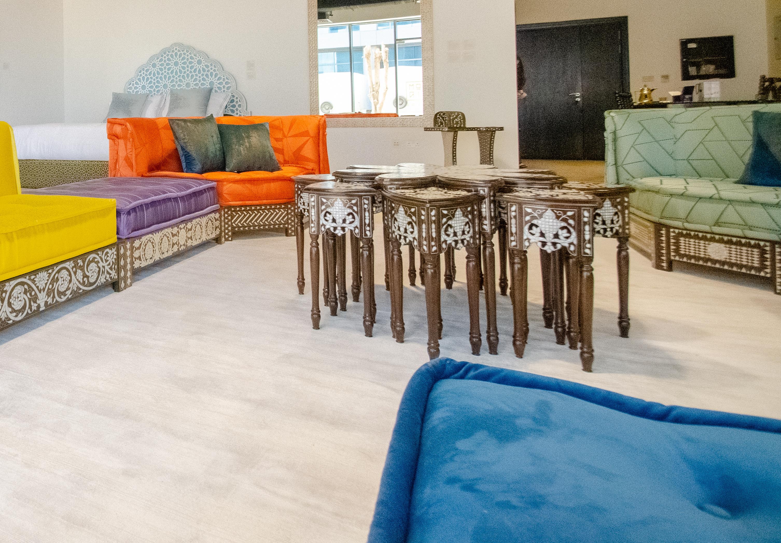 9-Piece Coffee Table Set, Syrian Mother-of-Pearl Inlay, Modular ...