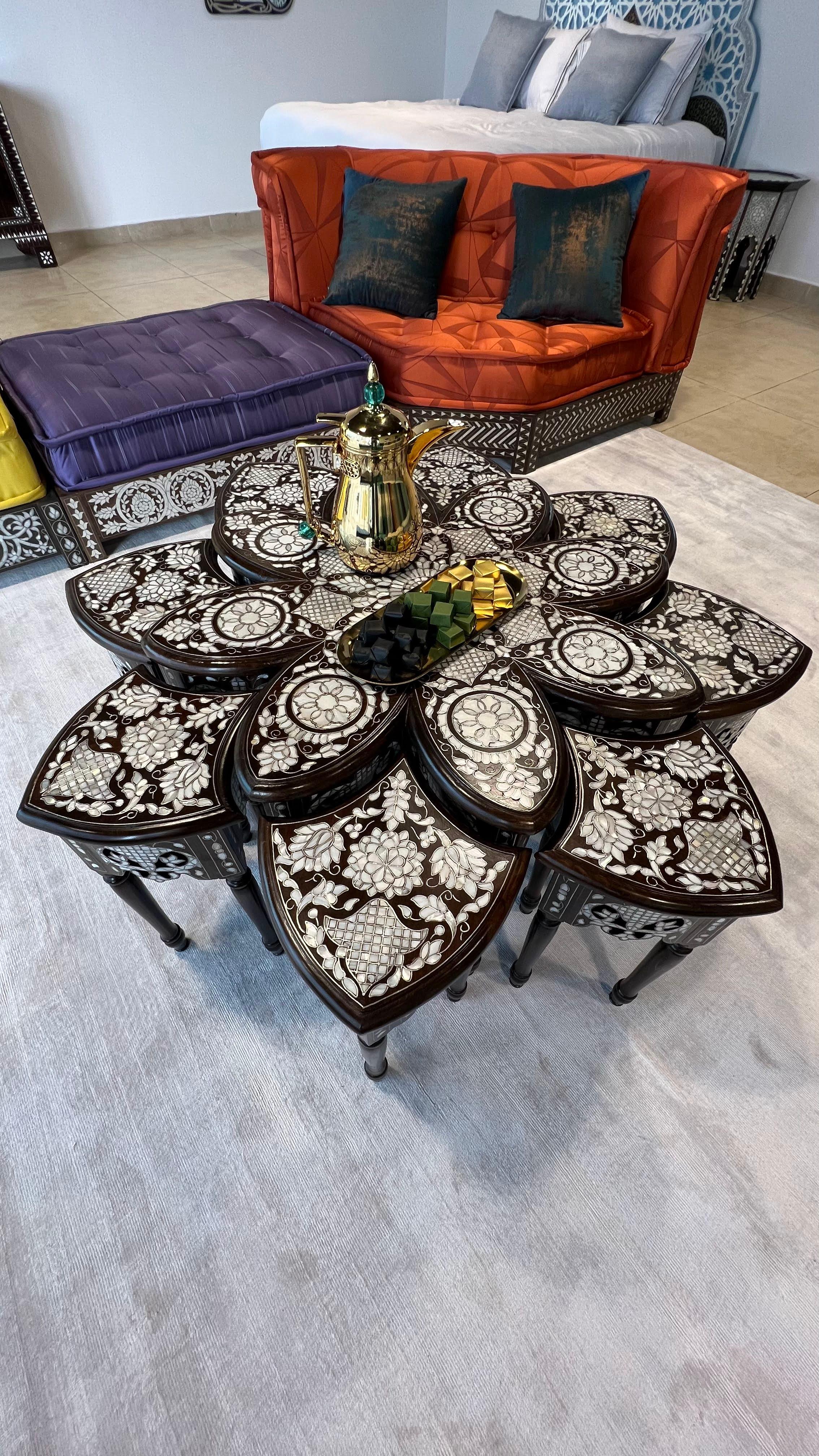 9-Piece Coffee Table Set, Syrian Mother-of-Pearl Inlay, Modular ...