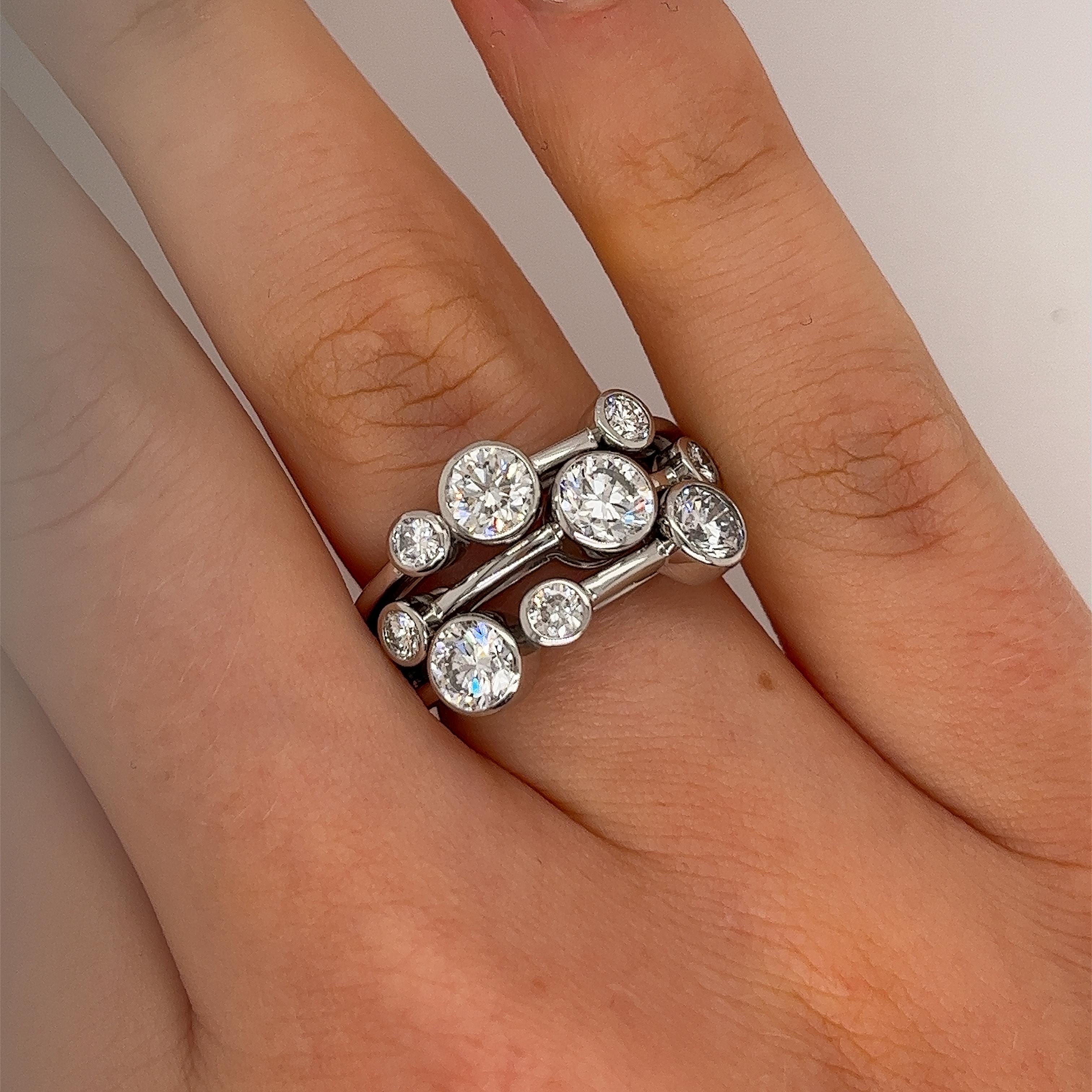 9-Stone Diamond Ring, Set With 2.3ct G/VS1 Round Brilliant Diamonds in ...