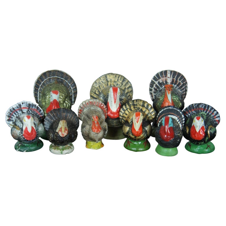 9 Vtg Thanksgiving Turkey Candy Containers Composition Paper Mache Deco ...