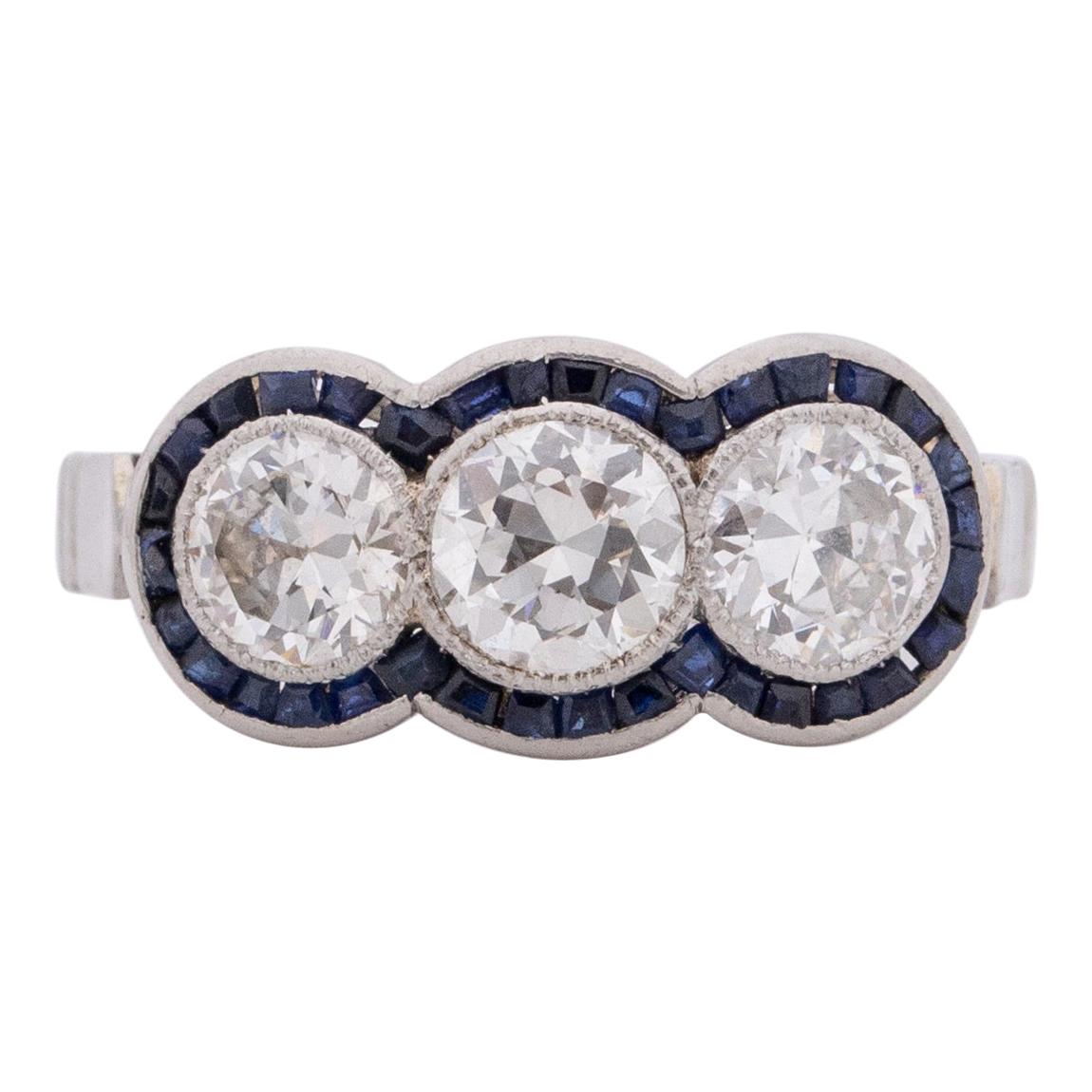 Art Deco .90 Carat Diamond Platinum Engagement Ring For Sale at 1stDibs