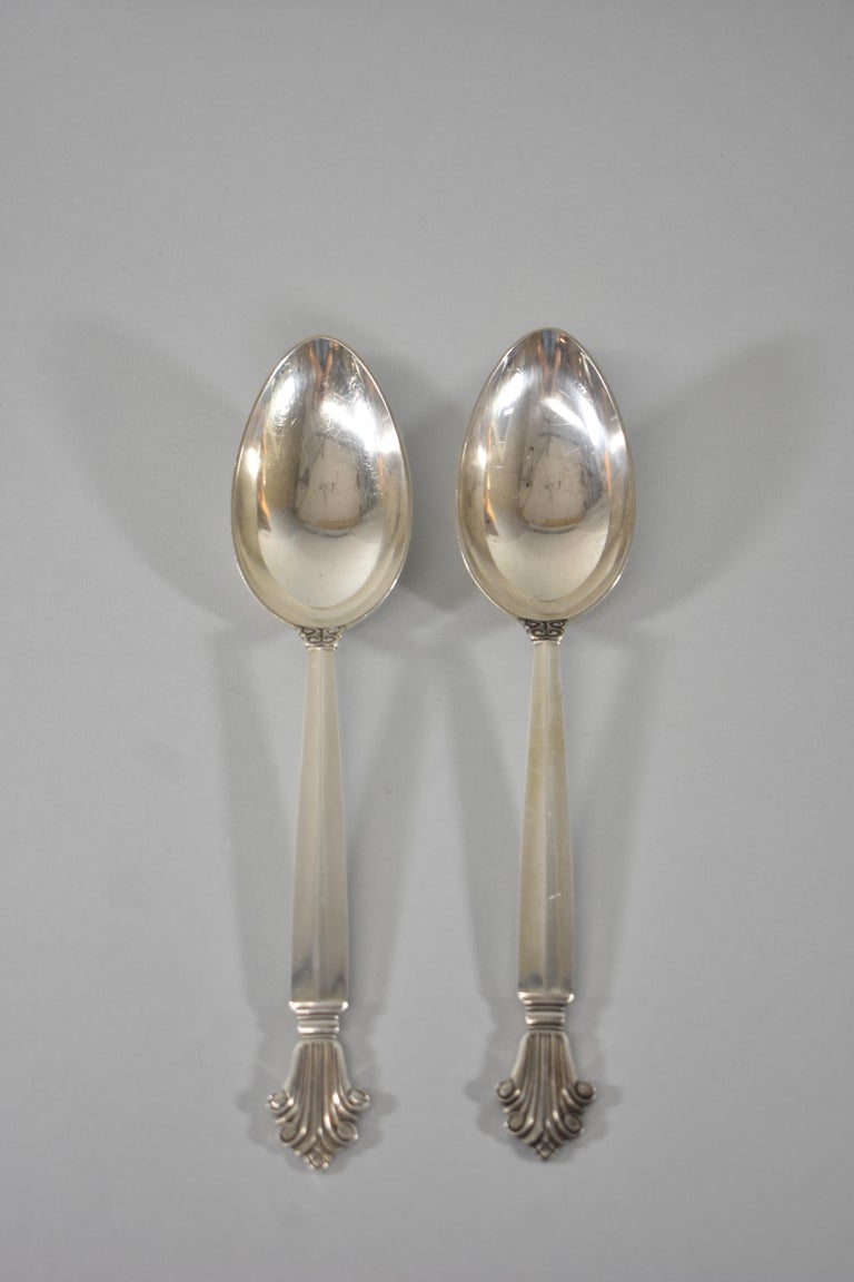 107 Piece Sterling Silver Flatware by Georg Jensen Denmark, Acanthus ...