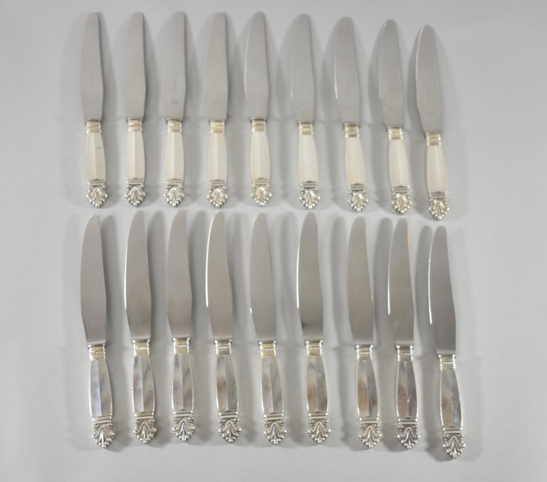 107 Piece Sterling Silver Flatware by Georg Jensen Denmark, Acanthus ...