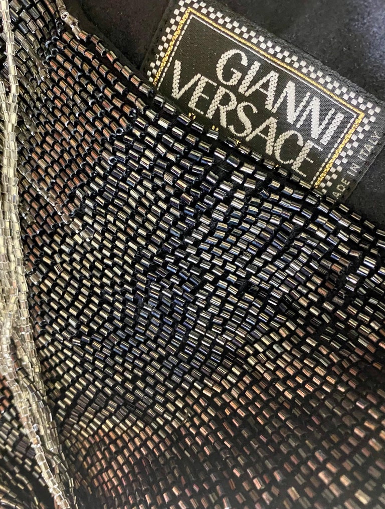 90-s Vintage Gianni Versace Couture Embellished Black Gown For Sale at ...