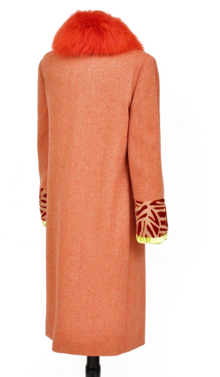 90-s VINTAGE GIANNI VERSACE COUTURE RED COAT with FOX FUR IT 38 For ...