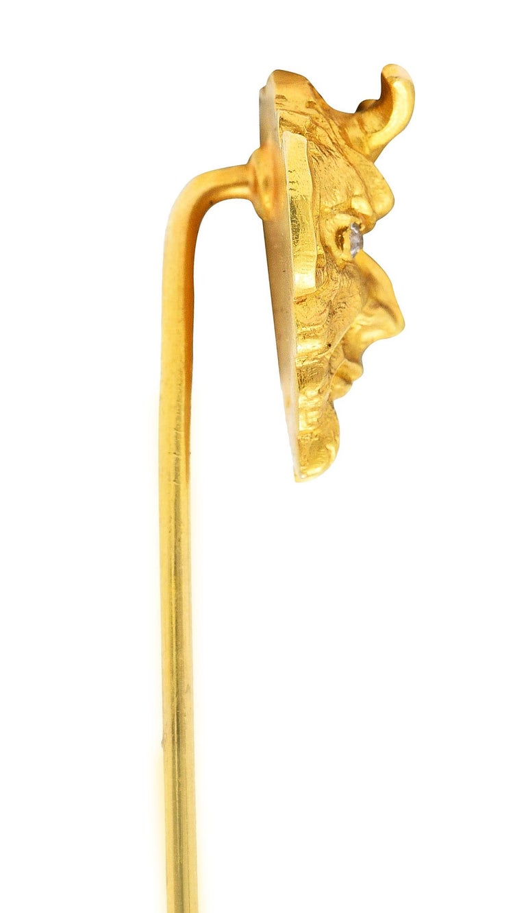 900 Late Victorian Diamond 18 Karat Yellow Gold Devil Stickpin For Sale ...