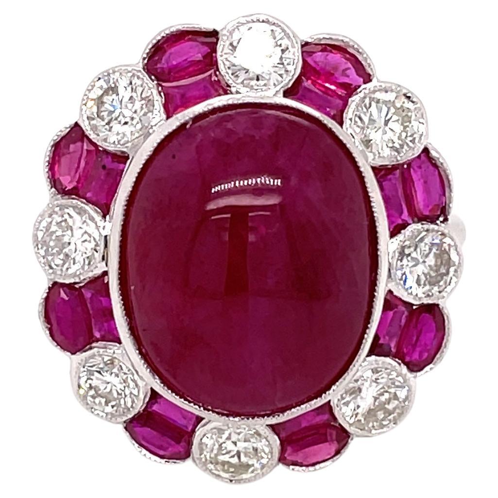 Fine Non-Heated Burma Ruby Ring Set with Diamonds and Rubies For Sale ...