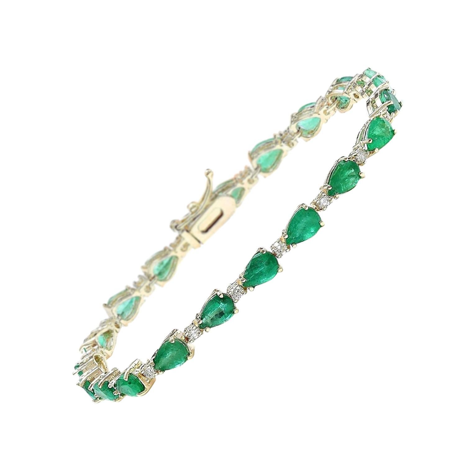 Natural Emerald Bracelet 18 Karat White Gold and Diamonds Oval Emerald ...