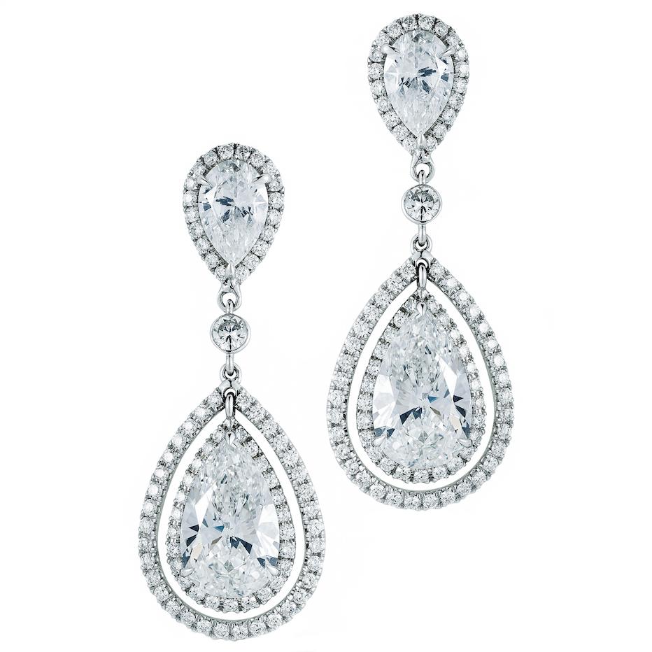 4 Carat Pear Shape Diamond Earrings For Sale at 1stDibs