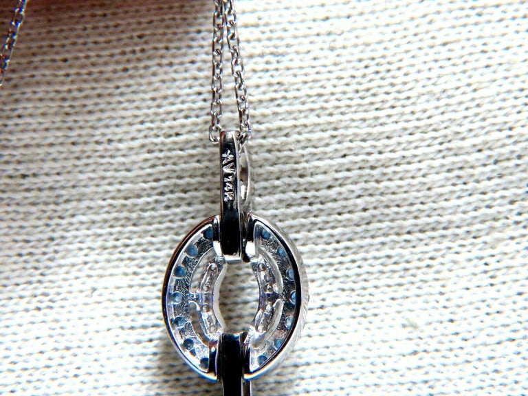 .90 Carat Natural Sapphire Diamonds Double Loop Link Necklace 14 Karat ...