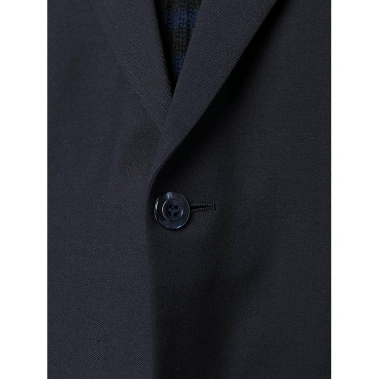 90s Burberry Vintage blue wool jacket with padded shoulders For Sale at ...