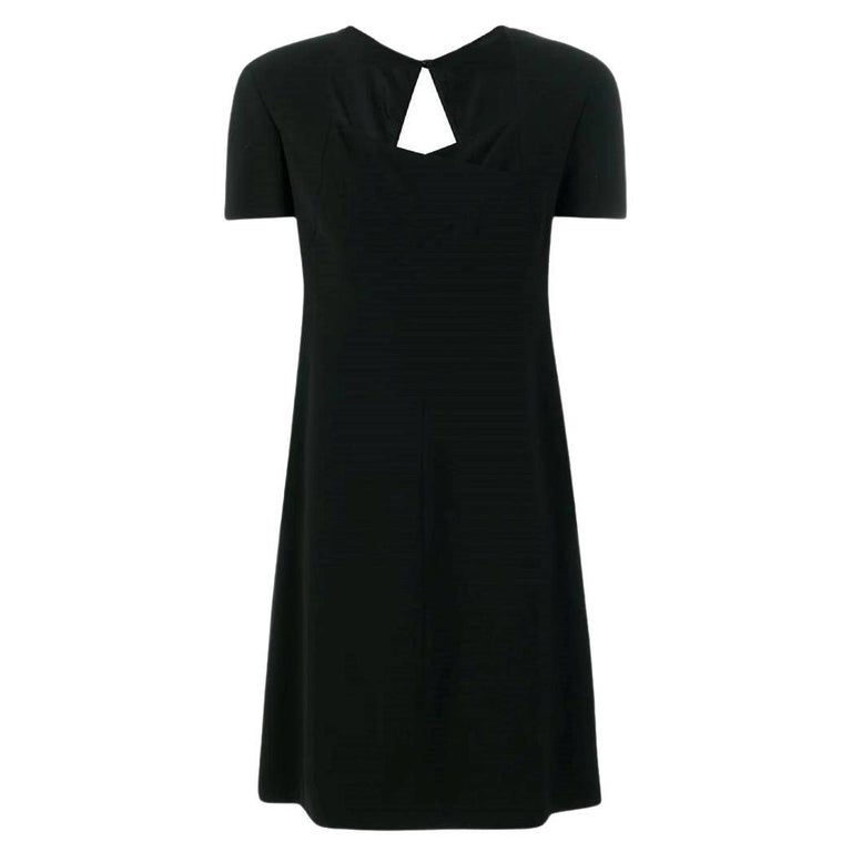 90s Chanel Vintage black wool dress with back cut-out detail For Sale ...