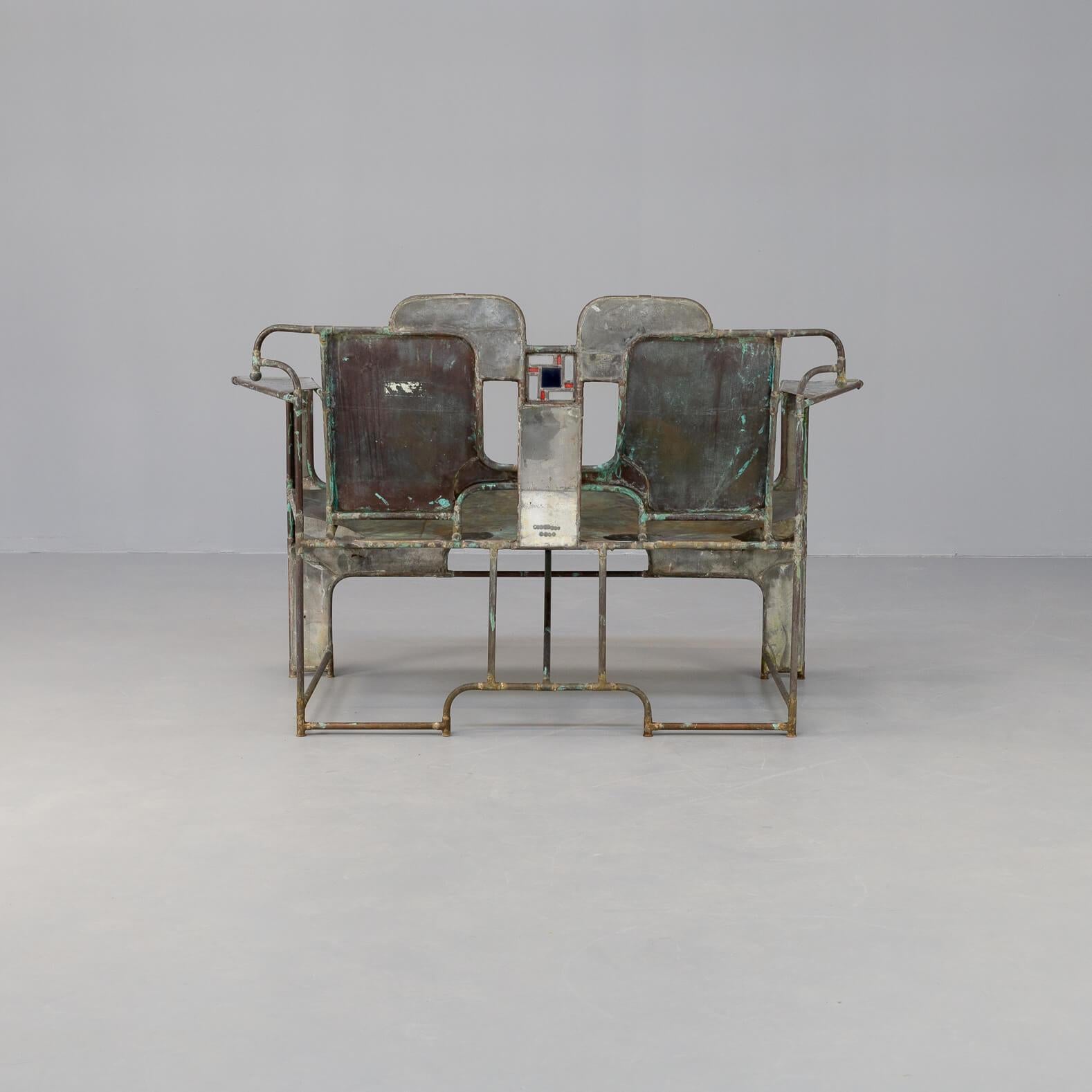 90s Copper and Zinc Artwork Handmade Bench by Cor de Ree For Sale at ...