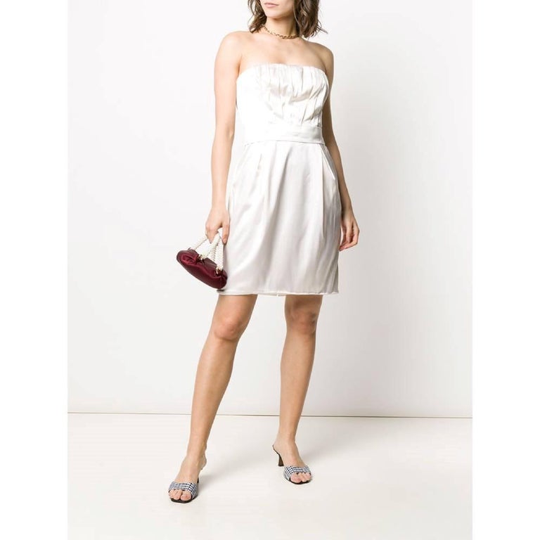 90s Dolce and Gabbana Vintage ivory strapless dress For Sale at 1stDibs