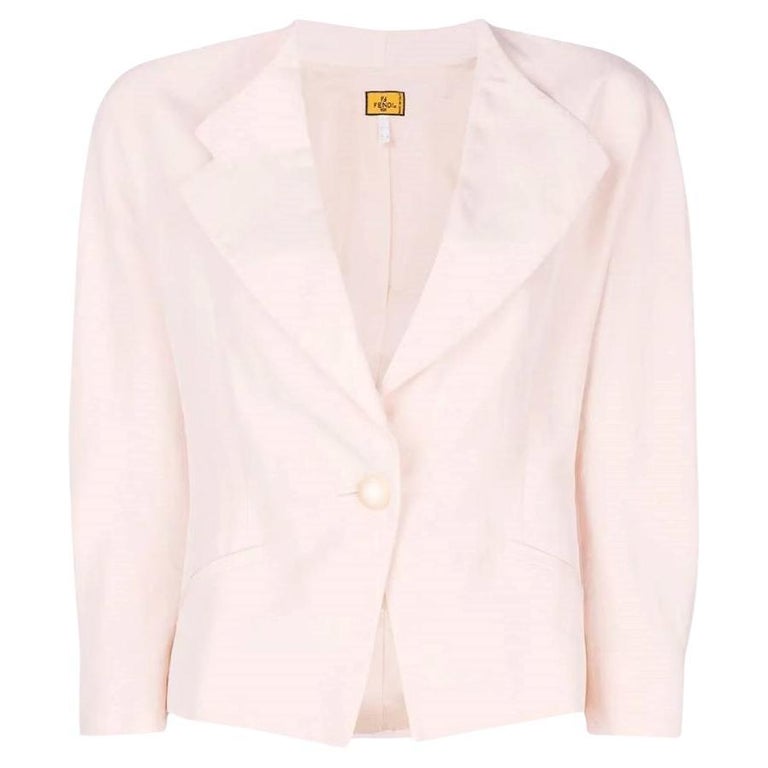 90s Fendi Vintage old pink linen fitted jacket For Sale at 1stDibs
