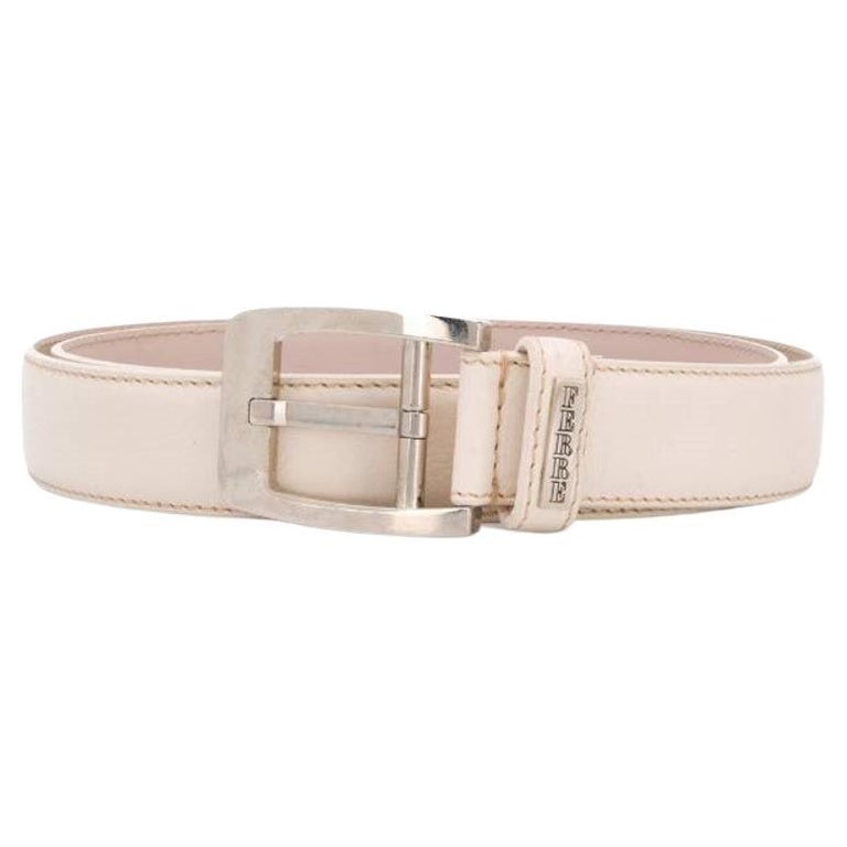 90s Gianfranco Ferrè Vintage white genuine leather belt For Sale at 1stDibs