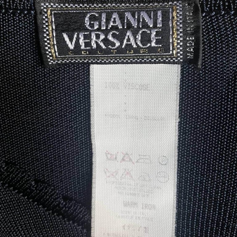 90s Gianni Versace Vintage dark blue blouse For Sale at 1stDibs
